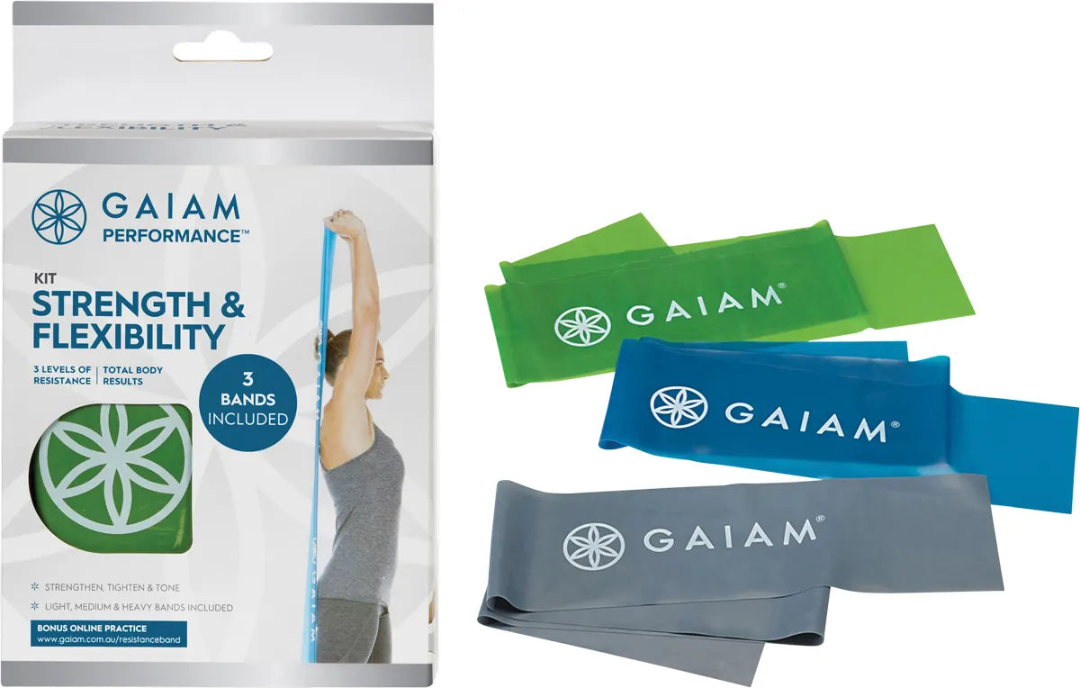 GAIAM Strength & Flexibility Kit Light, Medium and Heavy Bands – The ...