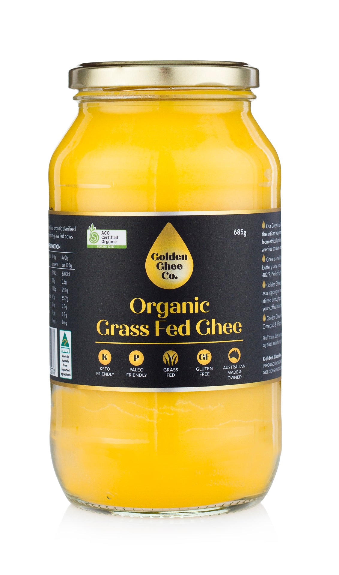 Golden Ghee Co Ghee Organic & Grass Fed 325g – The Nutrition Corner